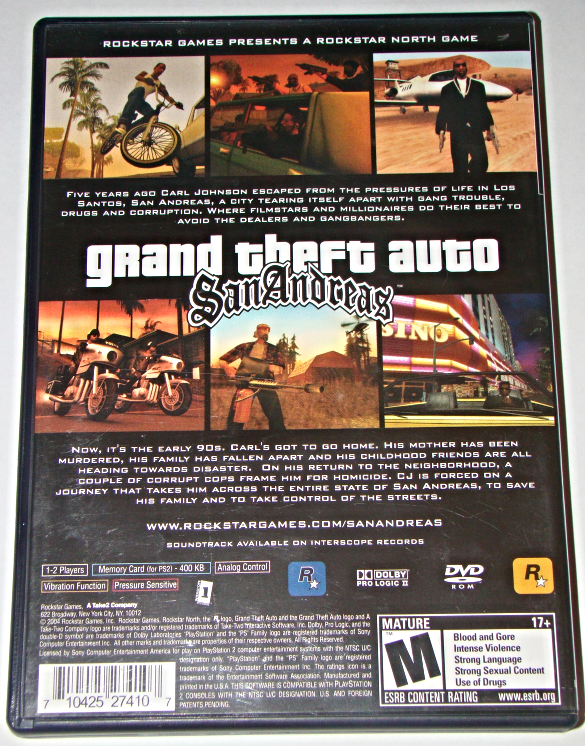 Playstation 2 - GRAND THEFT AUTO SAN ANDREAS (Complete with Manual ...