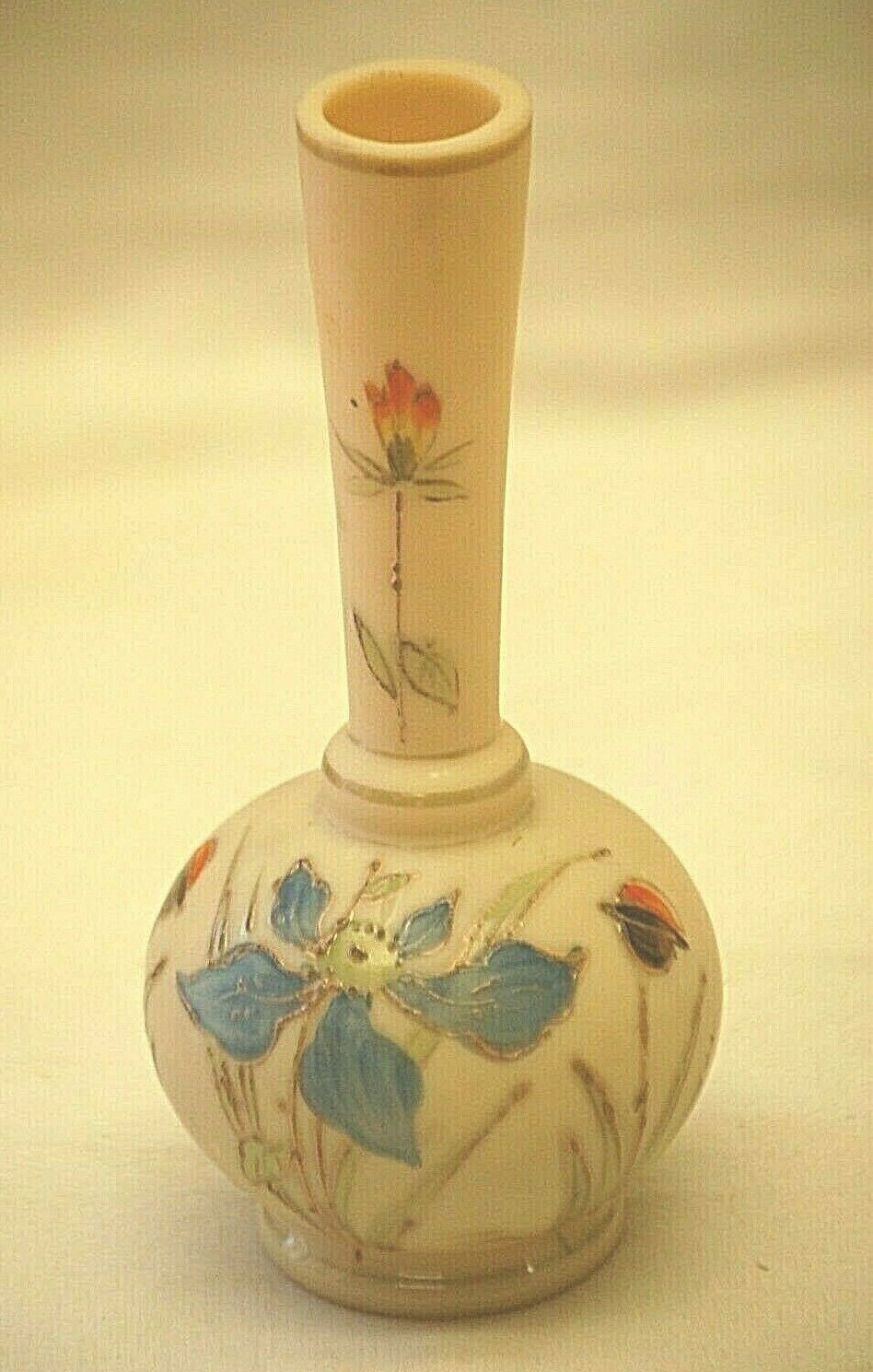 Fire Glow Enameled Glass Bud Vase Fireglow Floral Designs Vintage - Vases