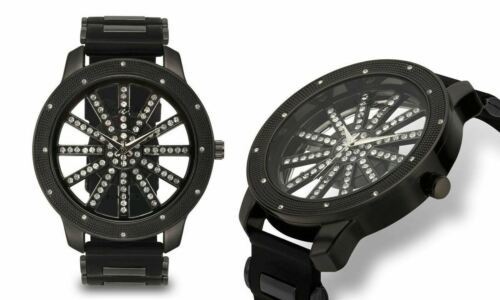 NEW Geneva Platinum 2857 SOL Crystal See Through Dial Black/Black ...