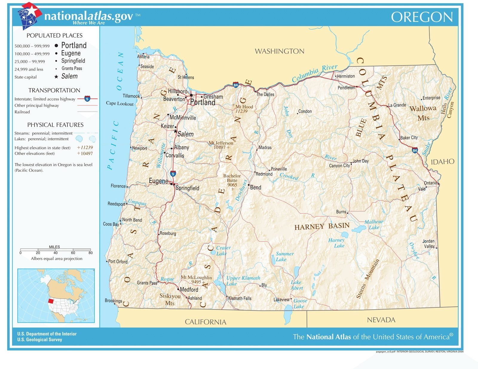 Oregon State Reference Laminated Wall Map - Maps & Atlases