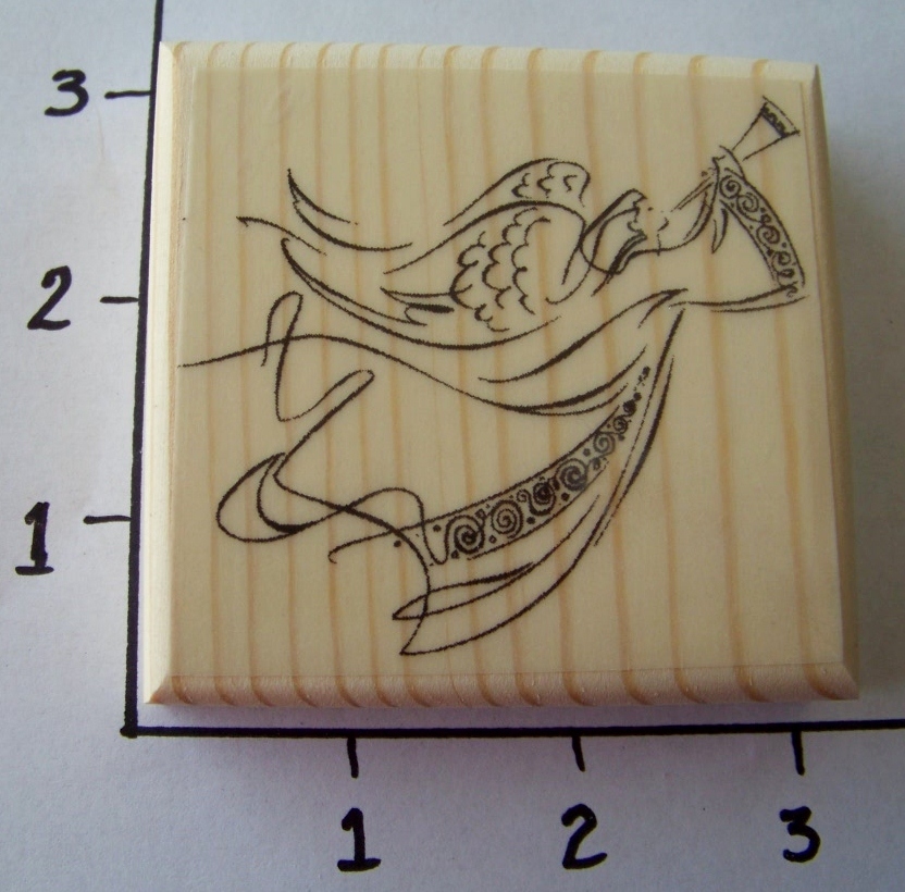 ANGEL BLOWING TRUMPET new mounted rubber stamp - Stamps