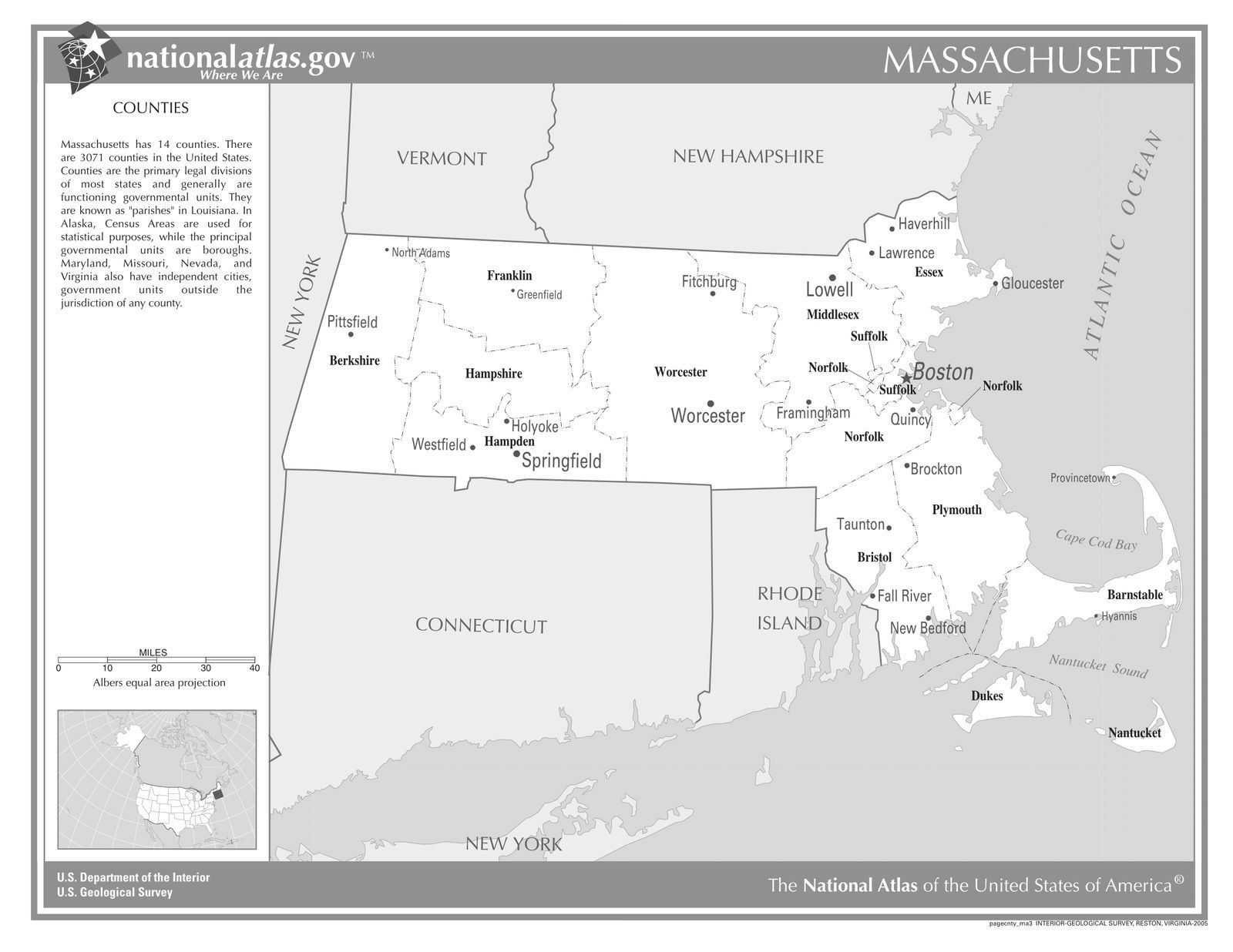 Maine State Counties w/Cities (Black&White) Laminated Wall Map - Maps ...