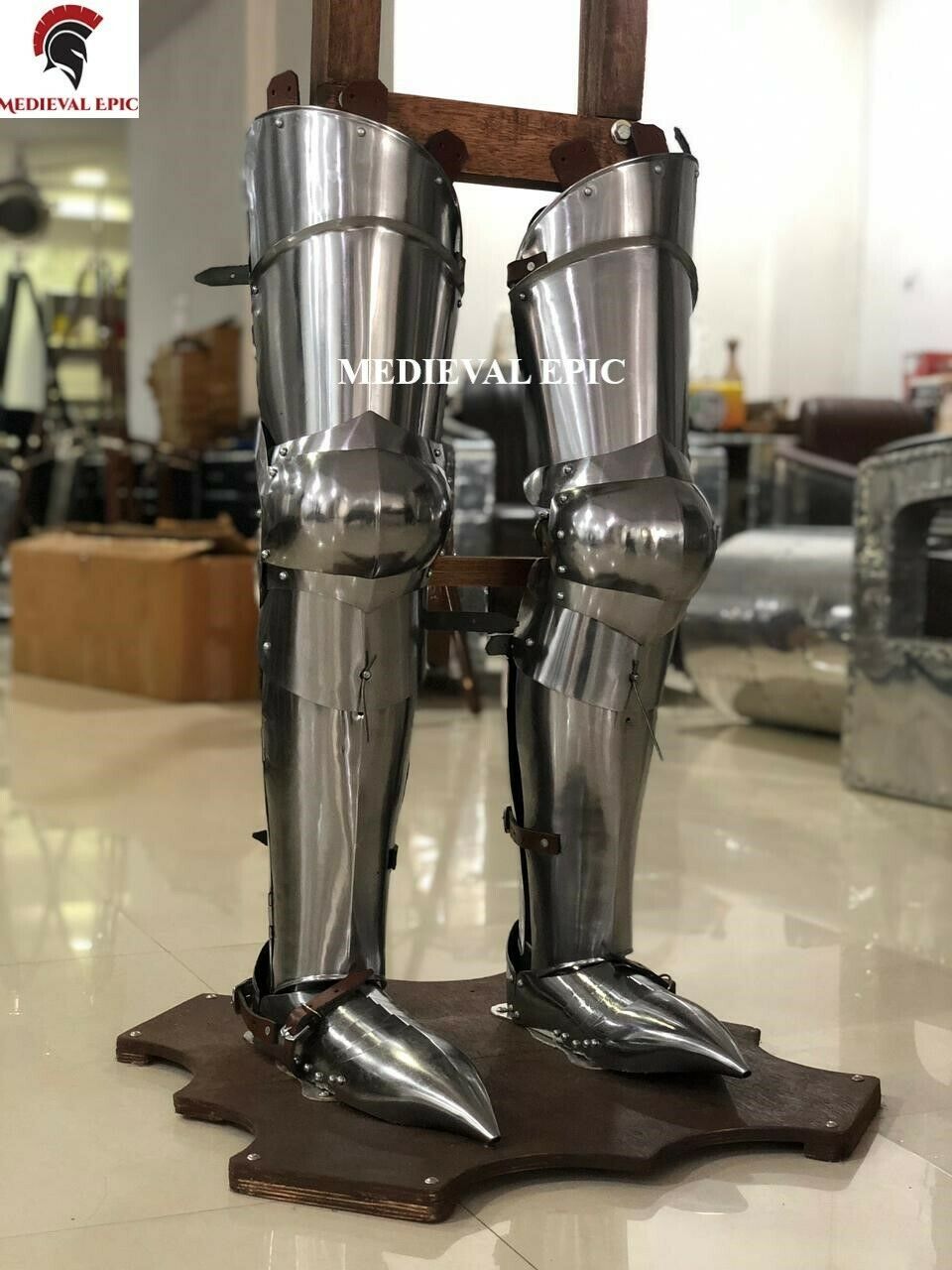 Medieval Knight Full Leg Armor Greaves Halloween Costume Larp Armory ...