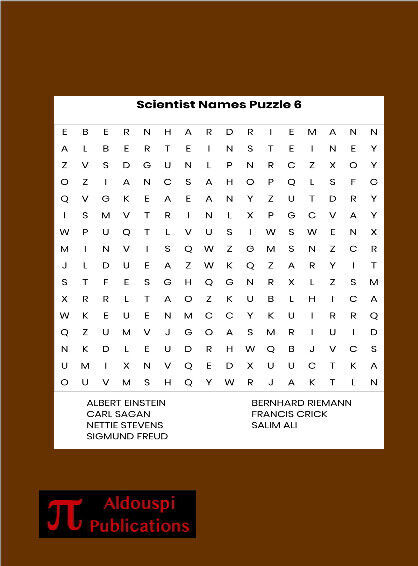 Names of Scientists Word Search Puzzle Book, Sixty 16x16 Squares ...