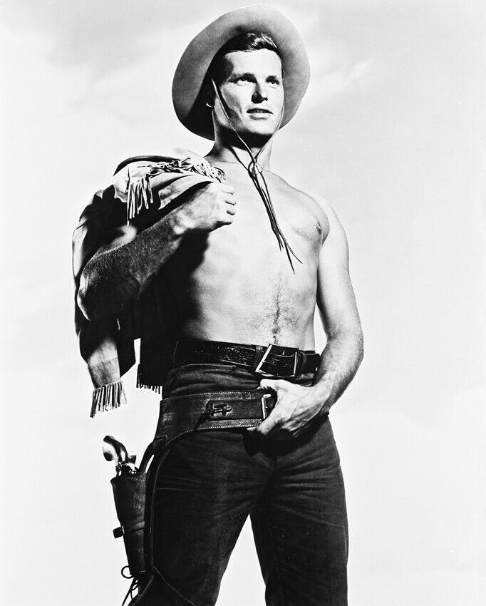 TY HARDIN HUNKY BARE-CHESTED BRONCO B&W 8X10 PHOTOGRAPH - Color