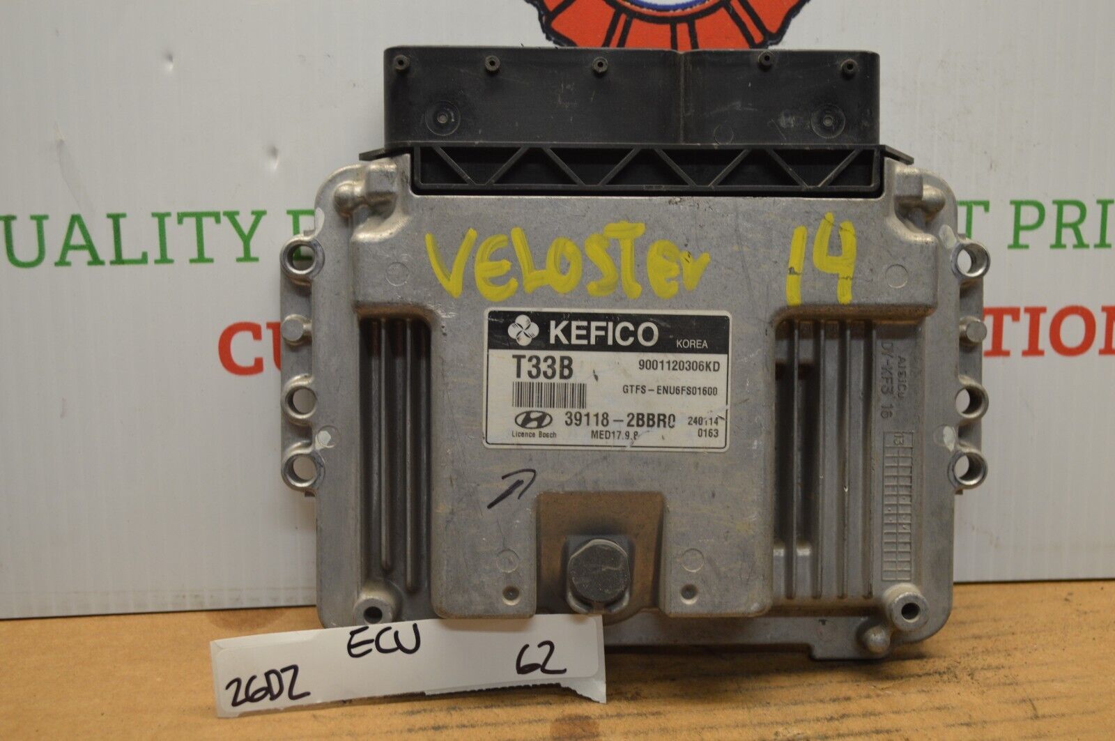 2014 Hyundai Veloster Engine Control Unit ECU 391182BBR0 Module 62-26D2 ...