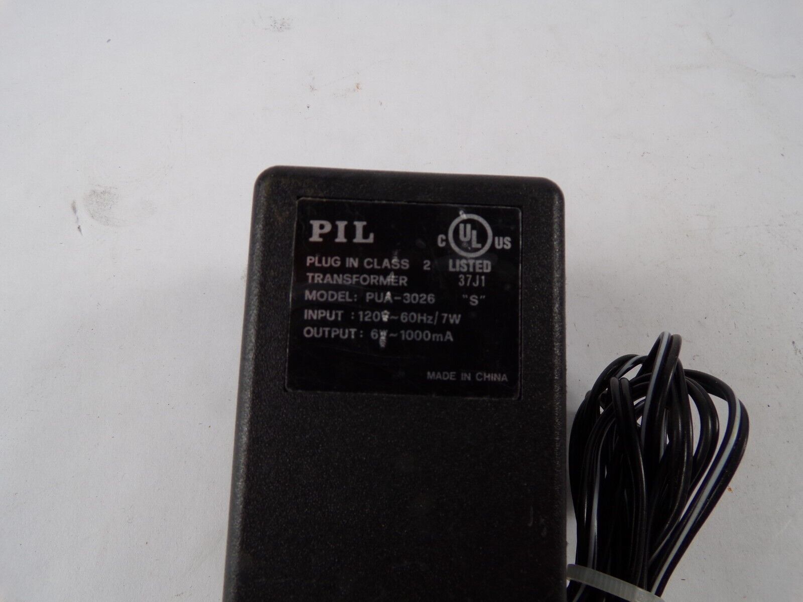Genuine PIL PUA-3026 Output 6 V 1000mA Class 2 Power Supply Adapter A43 ...