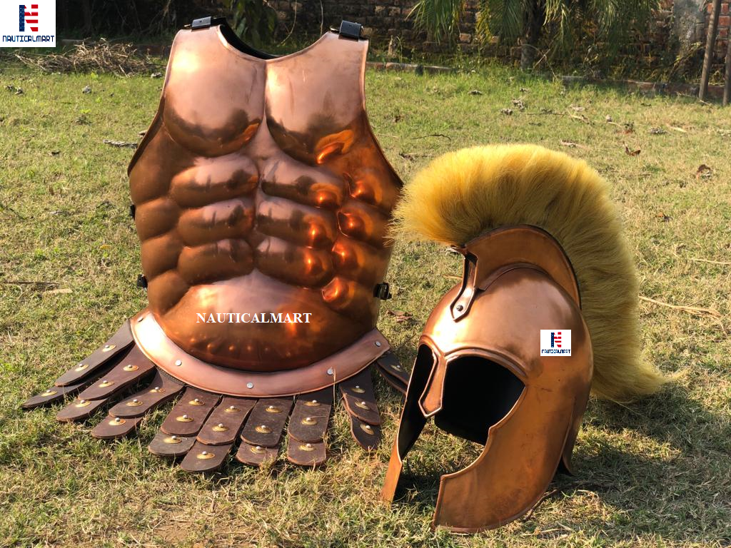 Nauticalmart Greek Muscle Armor Cuirass Copper Plated Helmet Halloween ...