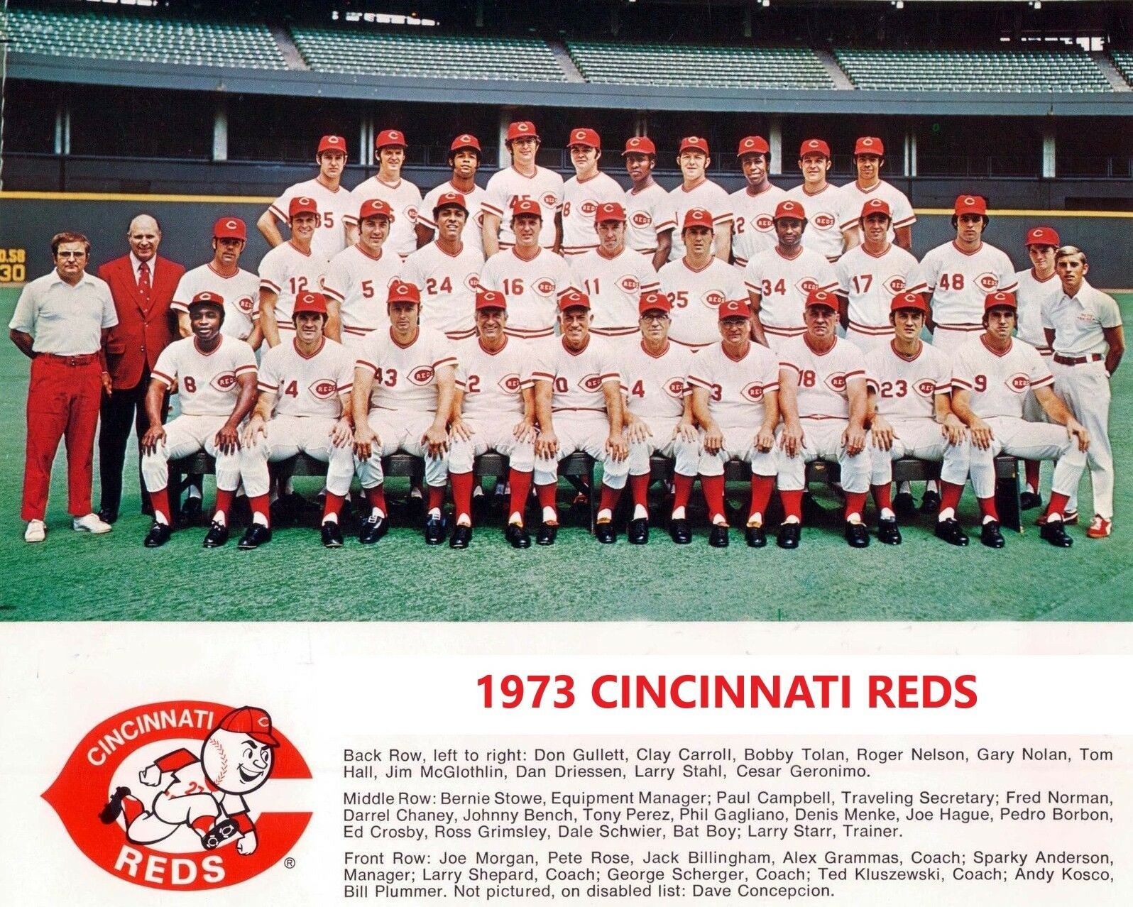 1973 CINCINNATI REDS 8X10 TEAM PHOTO BASEBALL MLB PICTURE - Baseball-MLB