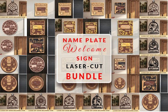 Laser Cut Door Name Plate SVG Bundle - Digital Art