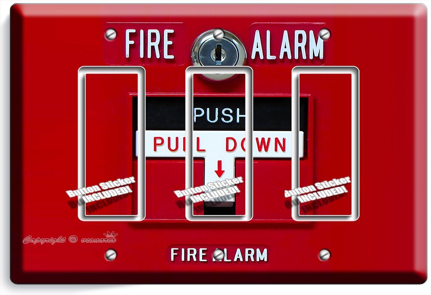 FUNNY FIRE ALARM 3 GFCI LIGHT SWITCH WALL PLATE GARAGE MAN CAVE ROOM ...