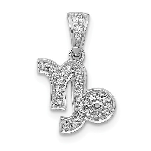 14K White Gold Diamond Capricorn Pendant - Fine Jewelry