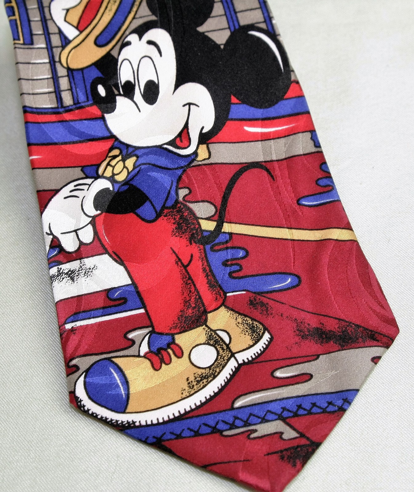 Mickey Mouse Tie Necktie Disney Mickey Unlimited Pineknot Motel Red 100 ...