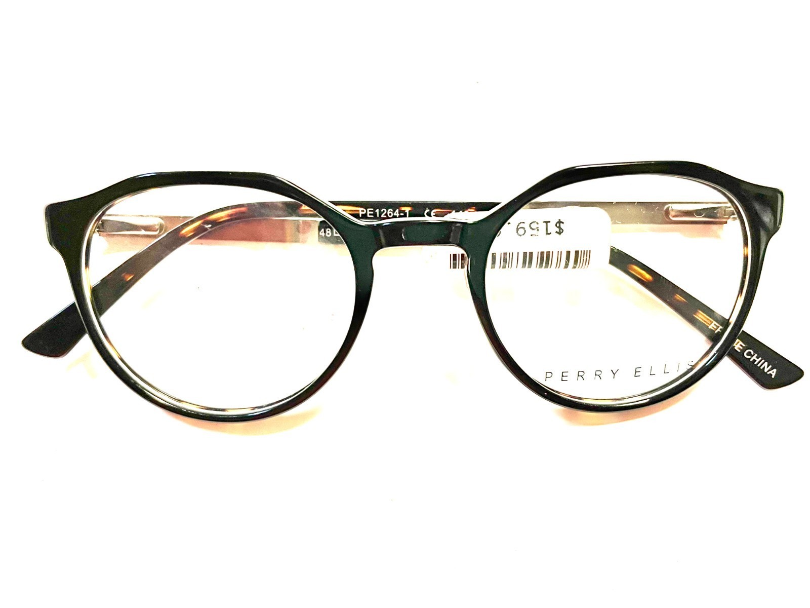 Perry Ellis PE1264 Black Tortoise Eyeglasses Frames Round 48-21-140 ...