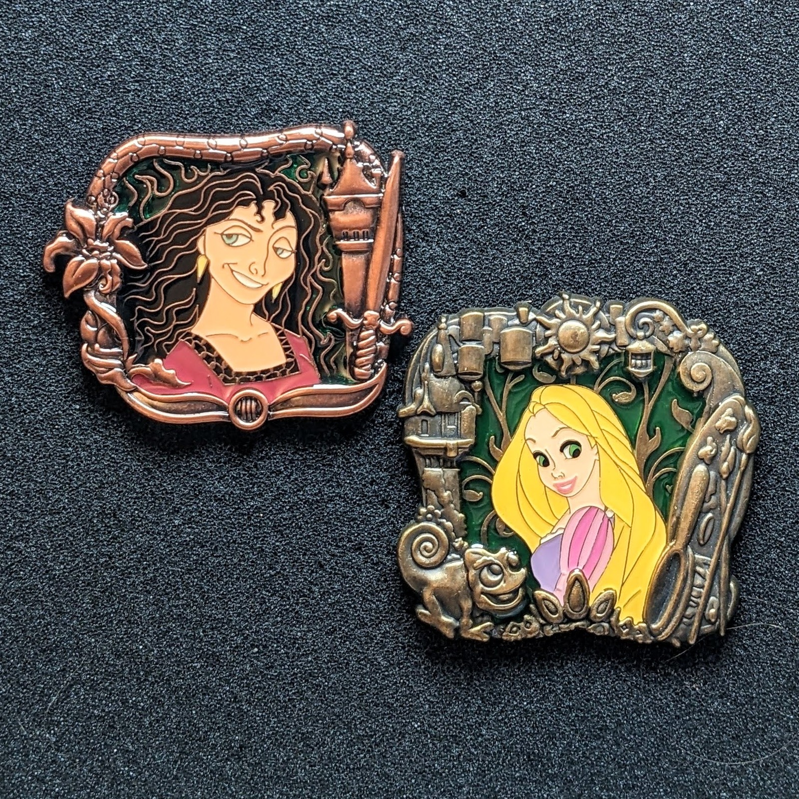 Tangled Disney Pins: Mother Gothel and Rapunzel Stained Glass Frames ...