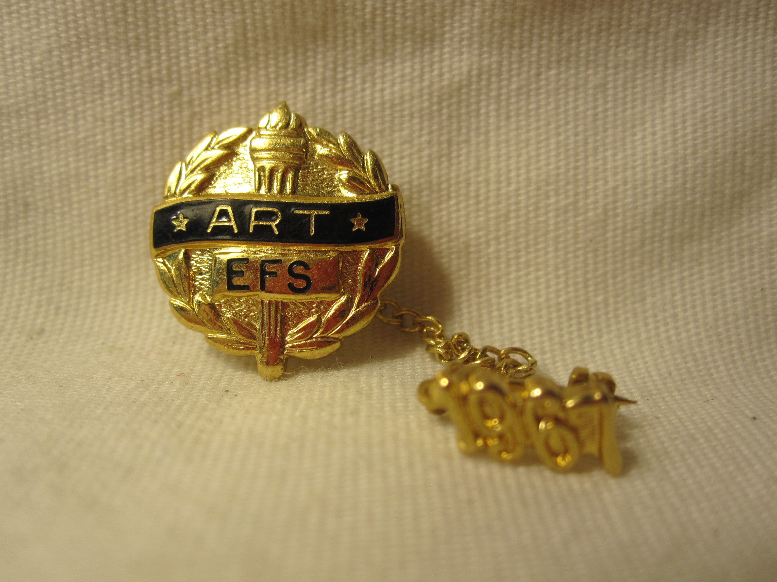 1967 Art EFS Gold Award Pin w/ chain attached '1967' - Awards