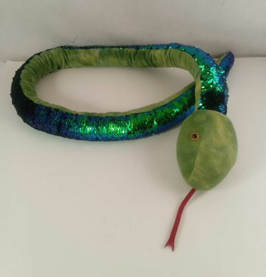 Adventure Planet Snake Sequin Plush Stuffed Animal Green 64” - Other