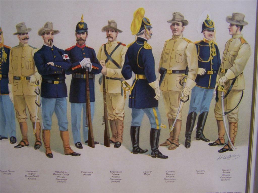 Antique Chromolithograph Lithograph Print H A Ogden Historical US Army ...