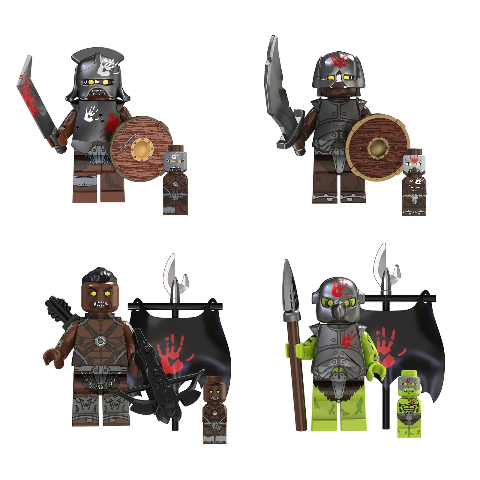 4pcs The Lord of the Rings Orcs Uruk-hai Soldiers Minifigures Set - Building Toy Complete Sets ...