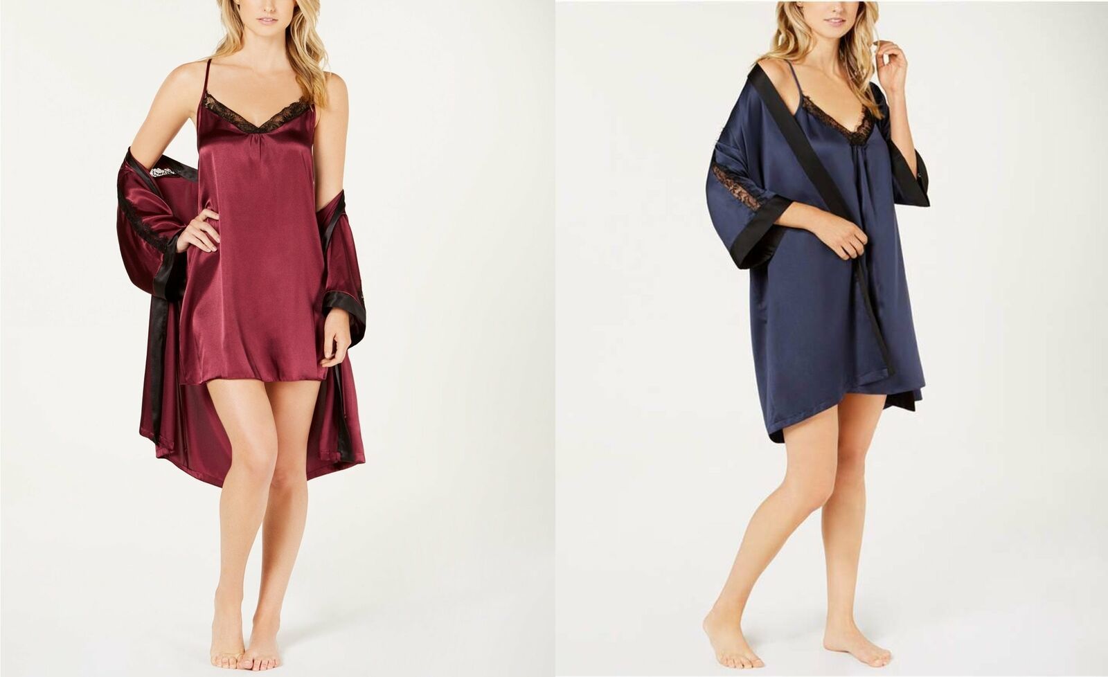 Linea Donatella Sets to Go Satin Chemise & Wrap Robe, Choose Sz/Color ...