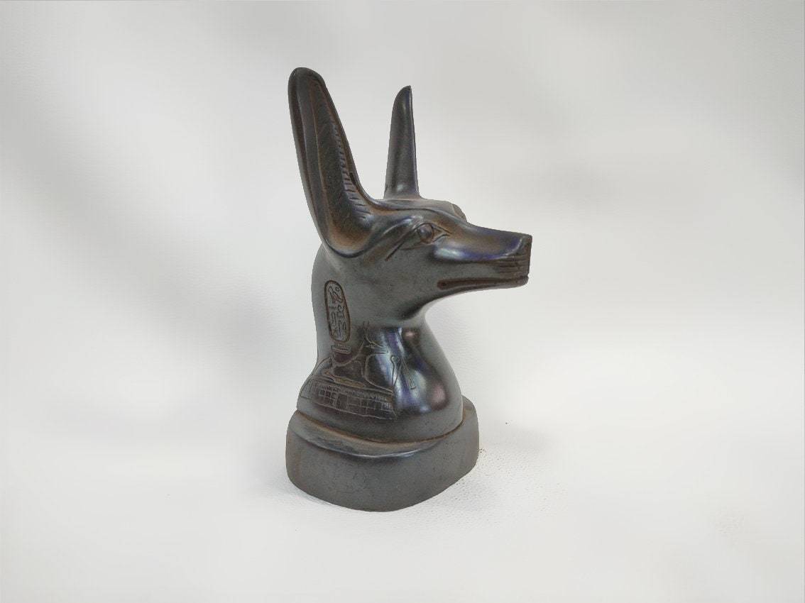 Anubis Jackal. Head of an Anubis statue. Altar statue. Brilliantly made ...