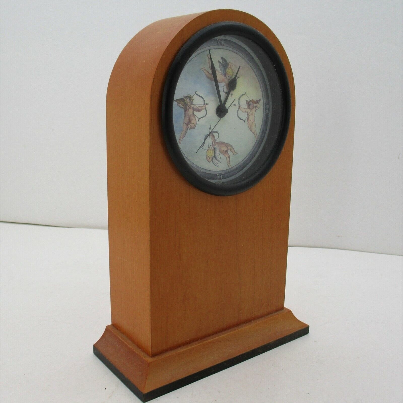 Wood Mantle Desk Shelf Clock Angels Cherub Dial Battery Operated ...
