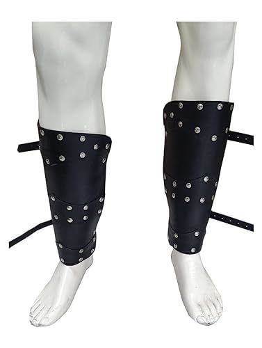 Medieval Leg Guards Leather Leg Greaves Black Leather Greaves Arming ...
