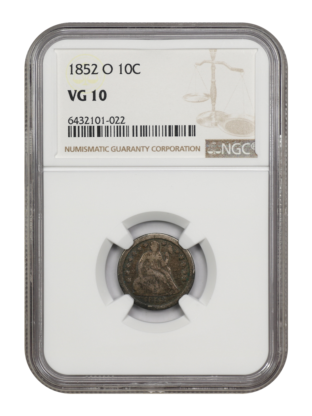 1852-O 10C NGC VG10 - Seated Liberty (1837-91)