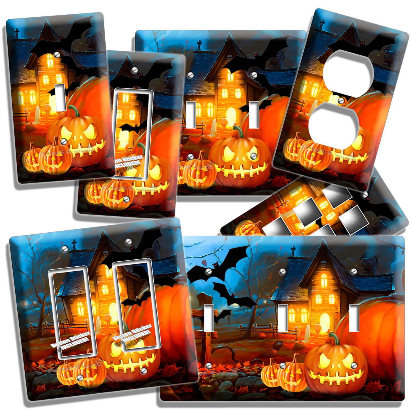 HALLOWEEN SCARY GHOST PUMPKINS LIGHT SWITCH OUTLET WALL PLATE ROOM ...