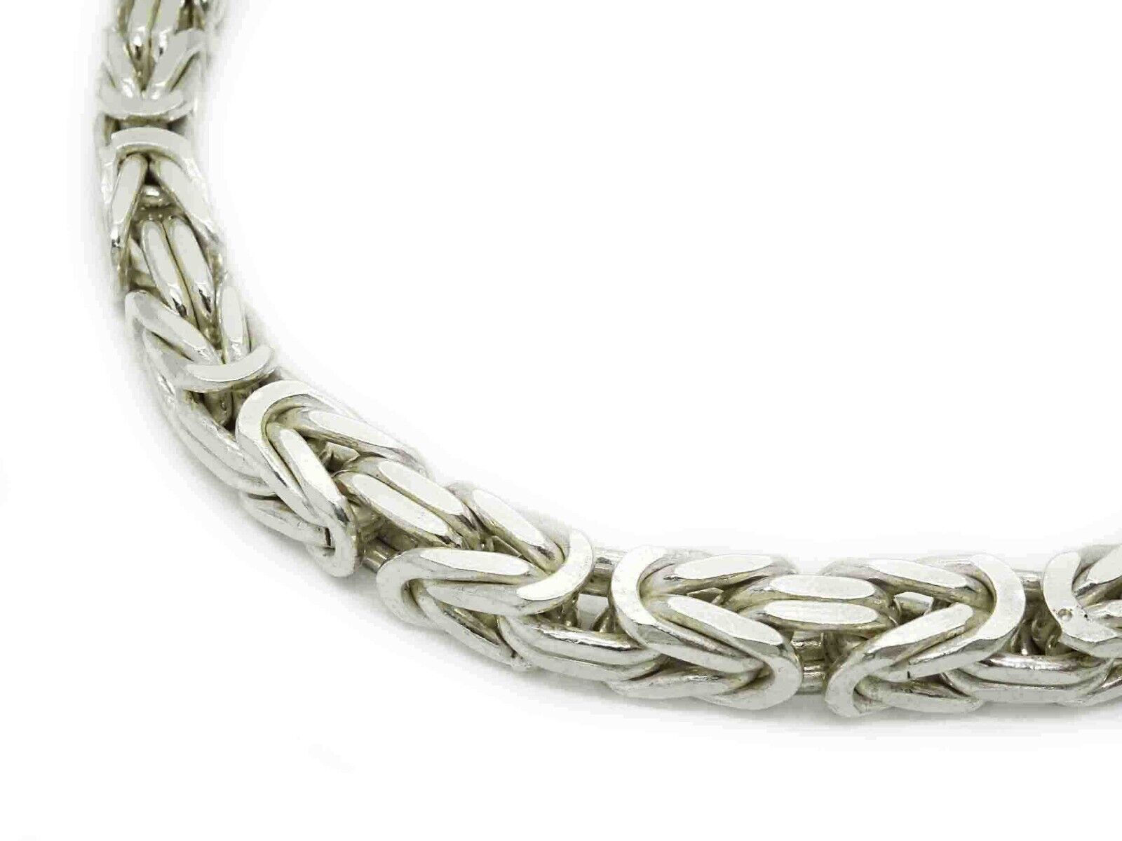 8mm Square Byzantine Chain Necklace Sterling Silver 23" Long 208.9 ...