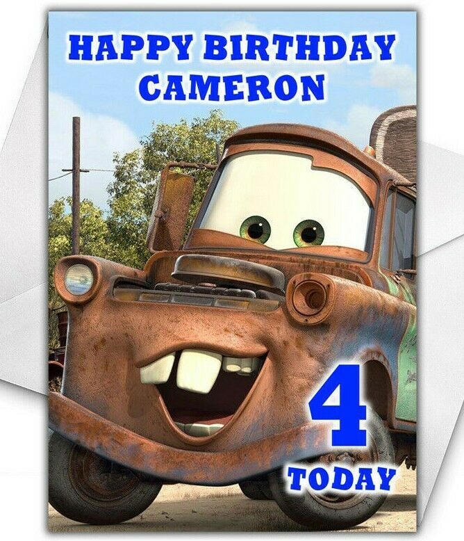 MATER Personalised Birthday Card - Large A5 - Disney' s Cars Mater ...