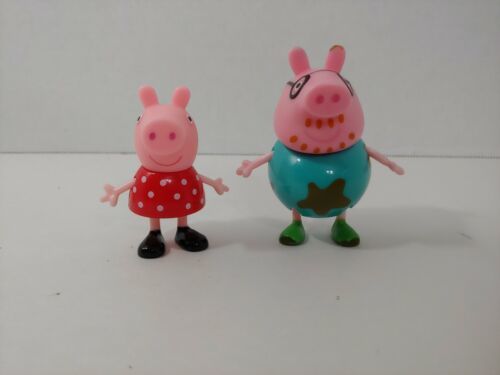 Peppa Pig Daddy Pig Muddy puddles clothes Peppa red dot dress figures ...