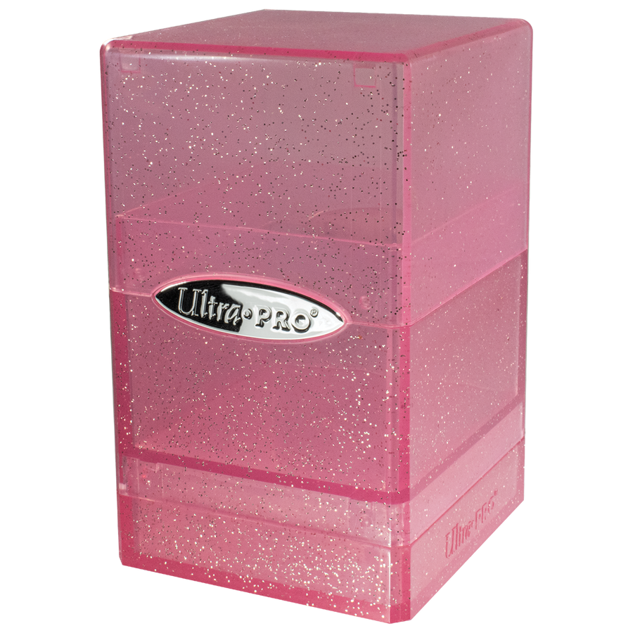 6 Ultra PRO Glitter Pink Satin Tower Deck Boxes - CCG Deck Boxes