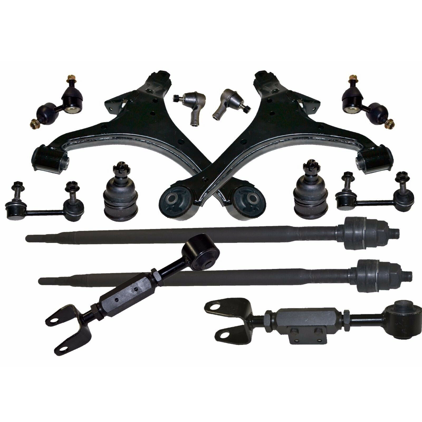14 Pcs Front End Kit Lower Control Ams Tie Rods Ends Sway Bar Element ...