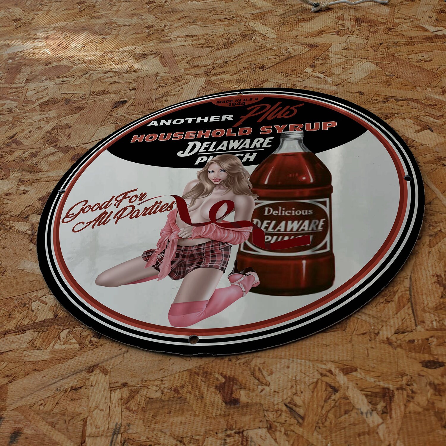 Vintage 1944 Delaware Punch And Household Syrup Porcelain Gas & Oil ...