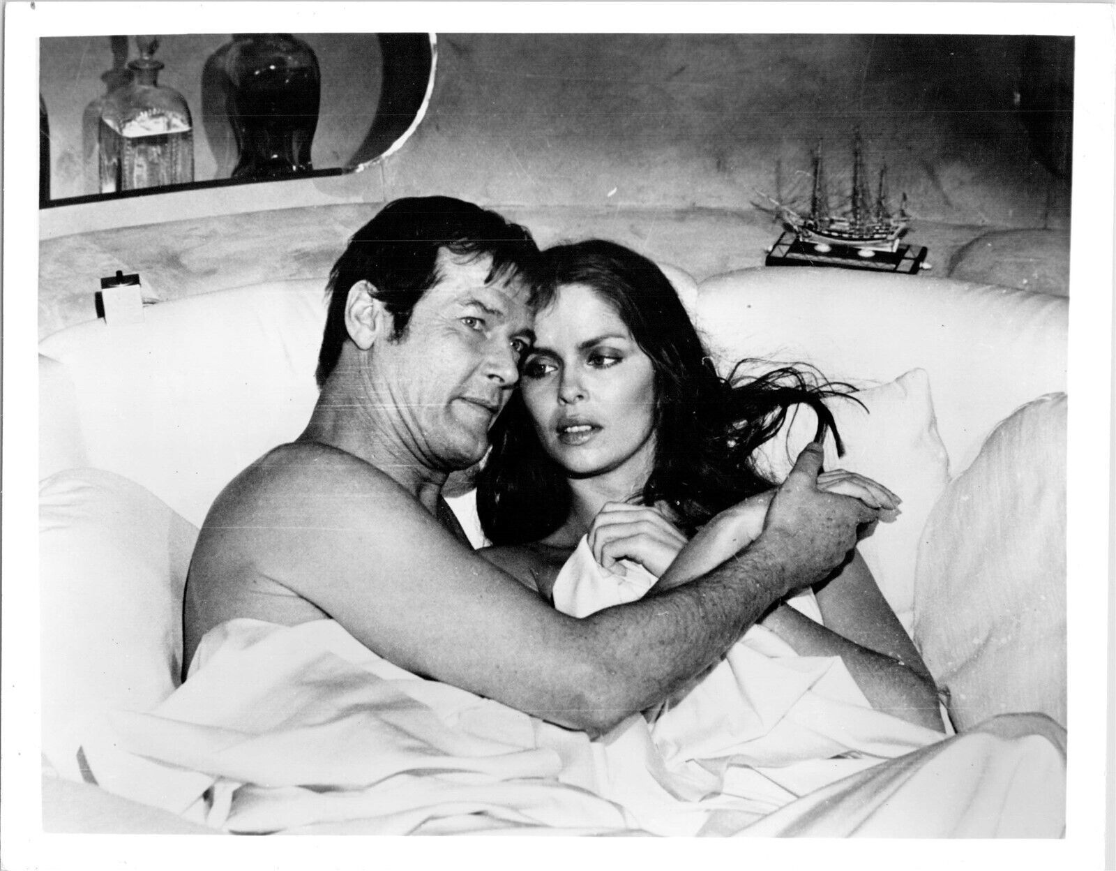 Spy Who Loved Me 8x10 inch photo Roger Moore & Barbara Bach in bed ...