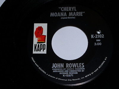 John Rowles Cheryl Moana Marie The Love I had With You 45 Rpm Record ...