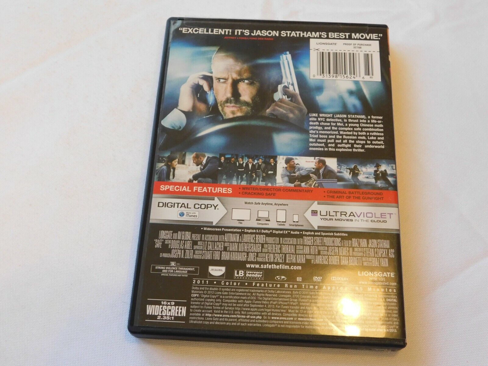 Safe DVD 2012 Widescreen Rated R Jason Statham Catherine Cahn Robert ...