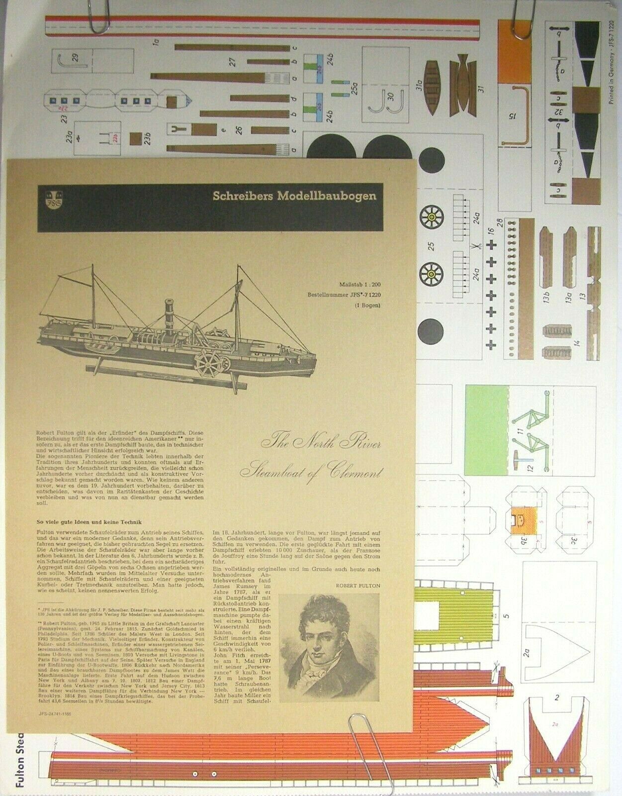 Schreibers Modellbaubogen German Paper Model The North River Steamboat ...
