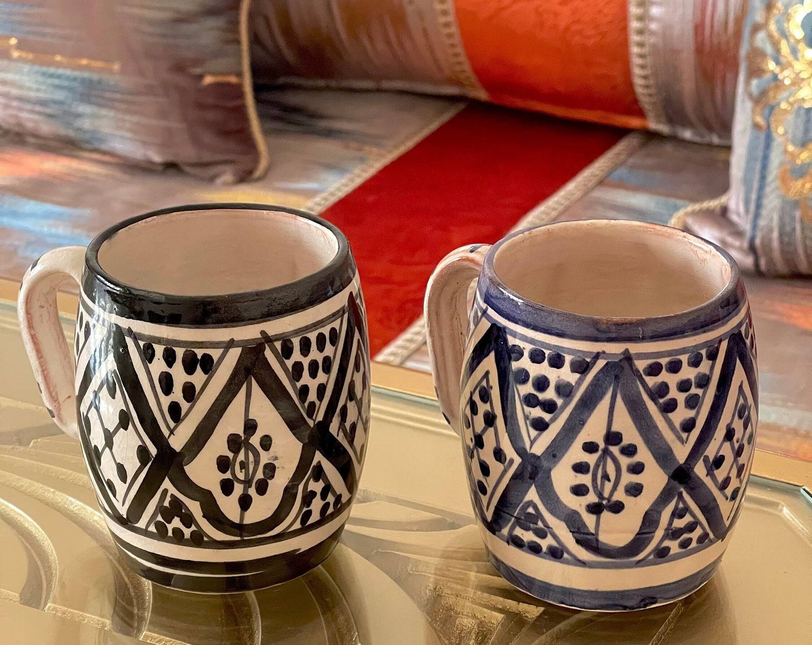 2PCS Handmade Moroccan Mug, Traditional, Moroccan pottery, Hand-painted ...