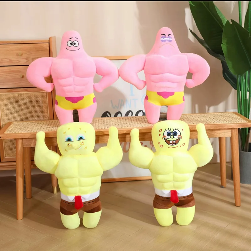 Cartoon Muscular SpongeBob Patrick Star Plush Funny Stuffed Anime ...