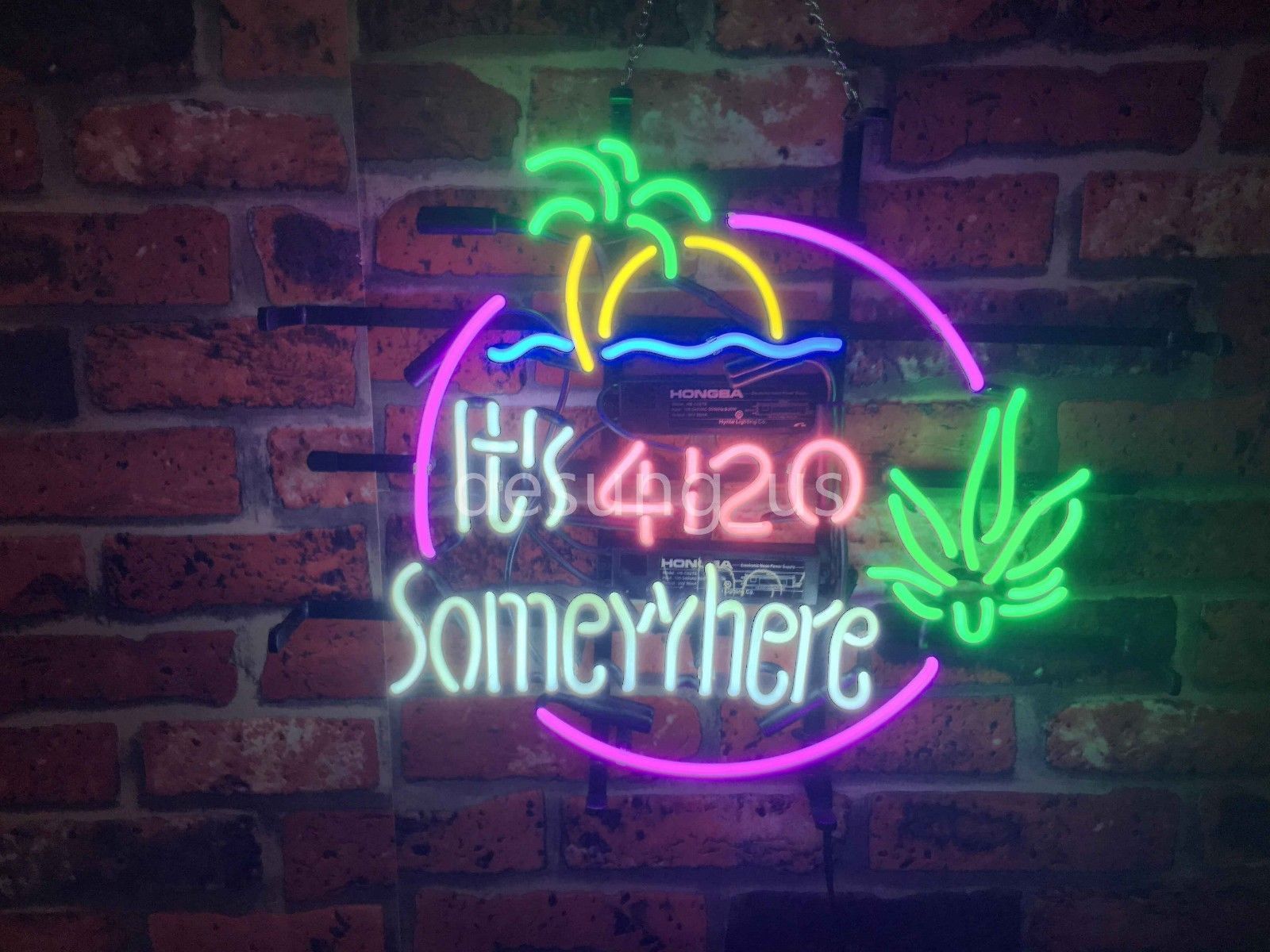 New It's 4:20 Somewhere High Life Marijuana Leaf Light Lamp Neon Sign ...