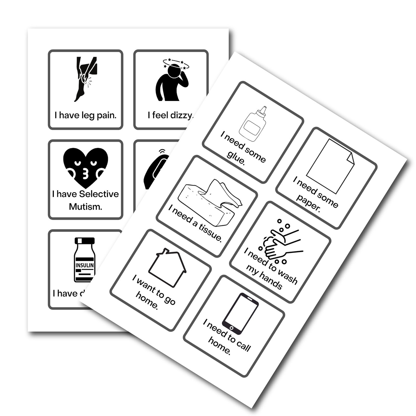 Printable Communication Cards for Non-Verbal, Autism, Selective Mutism ...