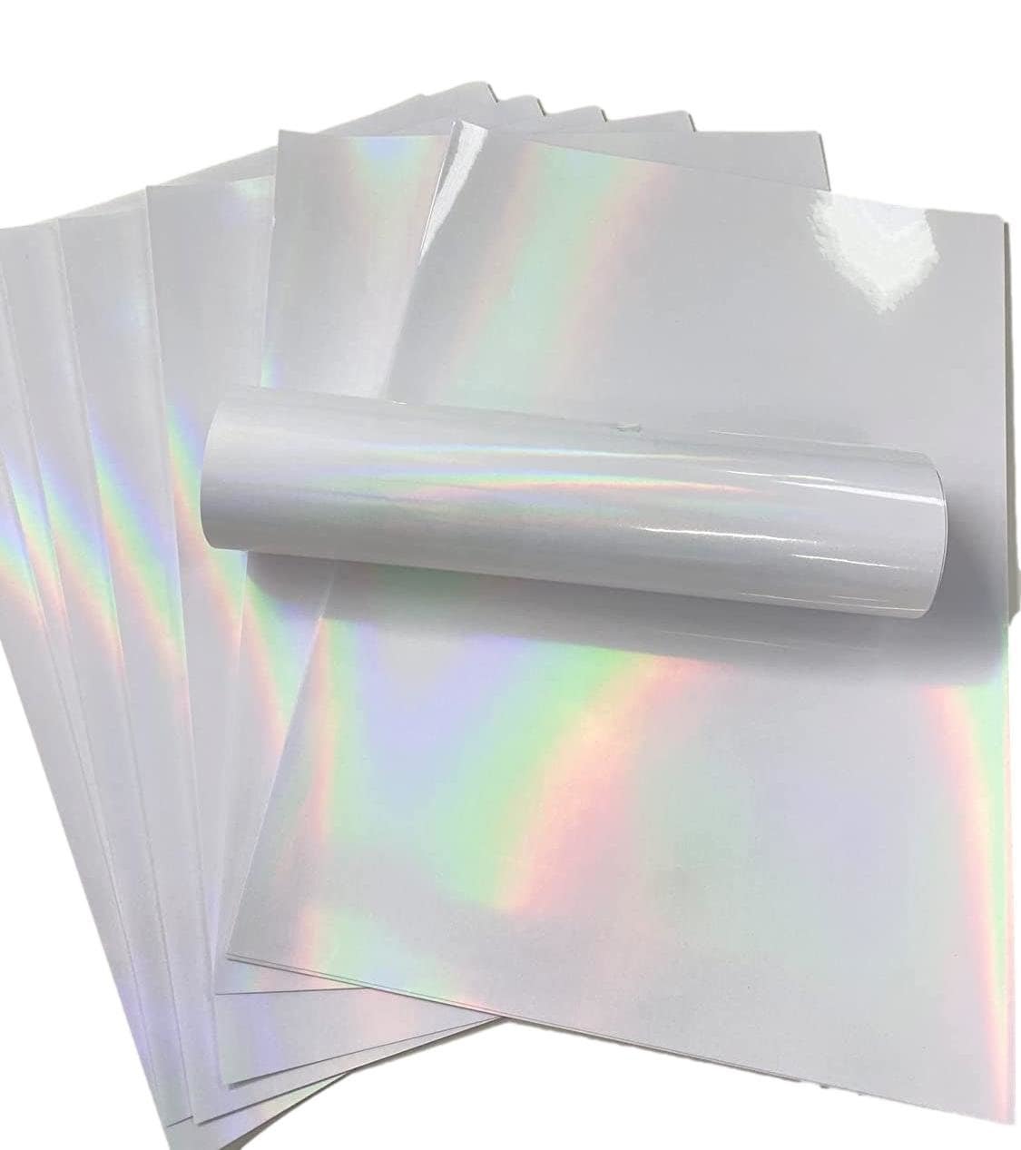 10 Sheets Printable Self Adhesive Holographic Clear Vinyl Overlay ...