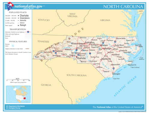 North Carolina State Reference Laminated Wall Map - Maps & Atlases