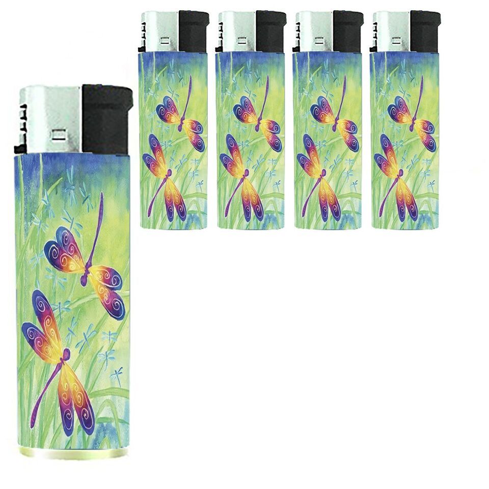 Dragonfly Whimsy Set of 5 Electronic Butane Lighter - Tobacciana