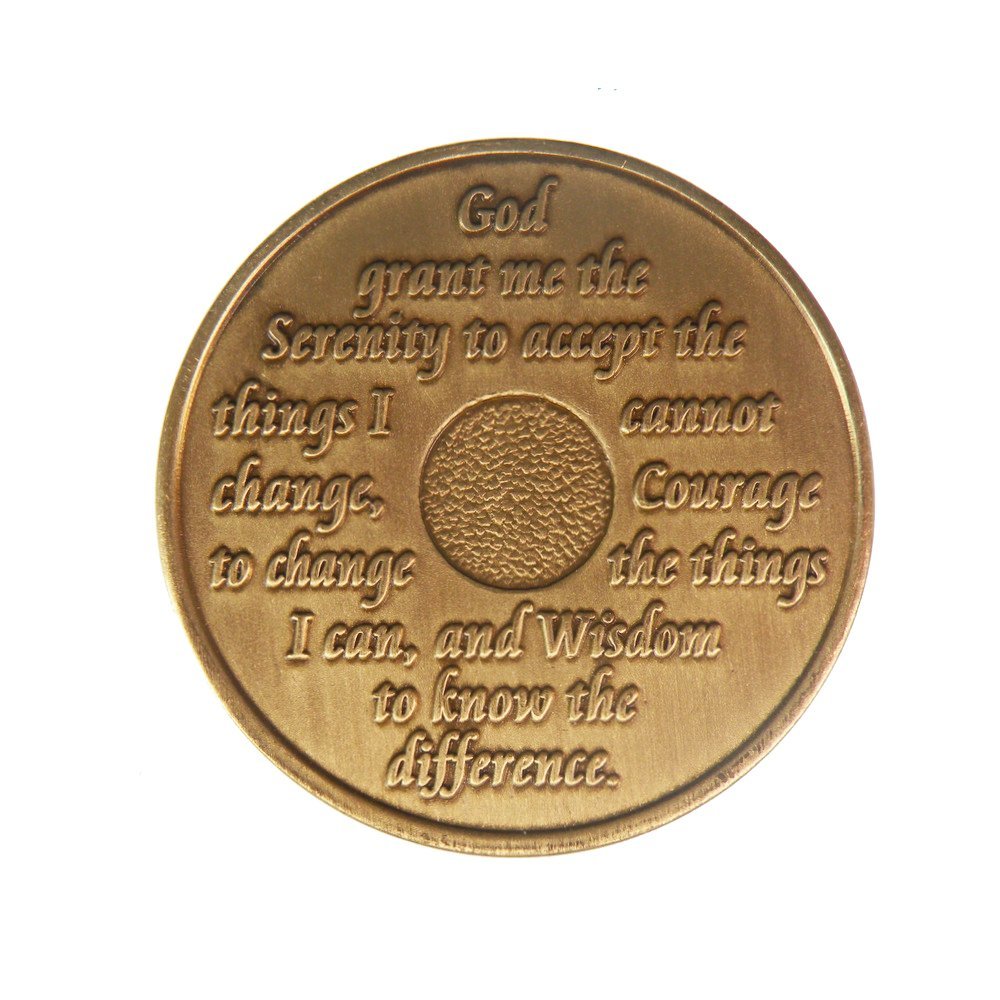 21 Year AA Medallion Traditional Bronze Raised Center Sobriety Chip ...