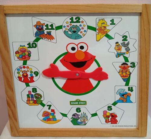 Vintage 1993 Sesame Street Elmo Shape Play Toy Clock Jim Hensen - See ...