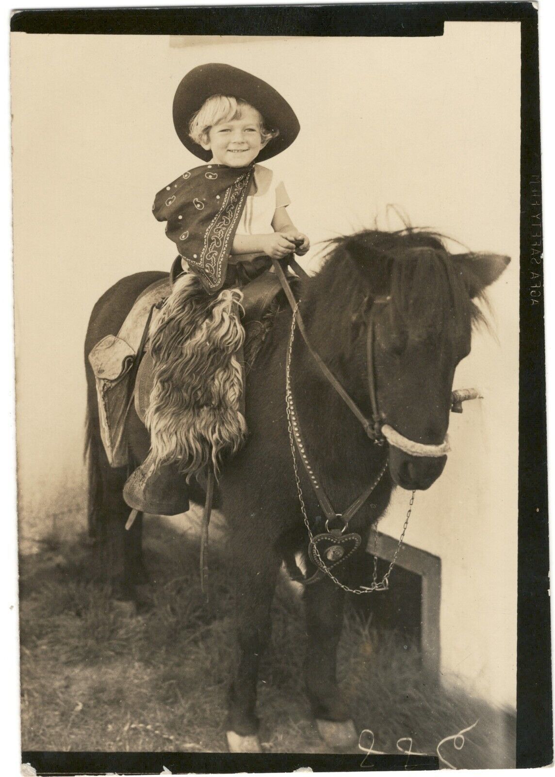 1920s-30s Photograph of Young Boy with Hat, Chaps Sitting on a Pony ...