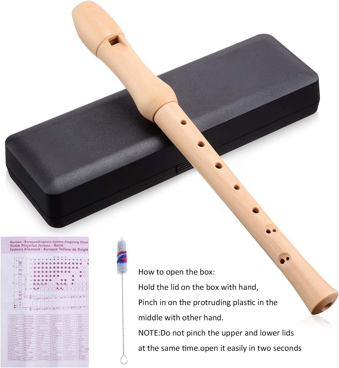 Baroque Recorder 8 holes,Soprano C Key Recorder Made of Maple Wood with ...